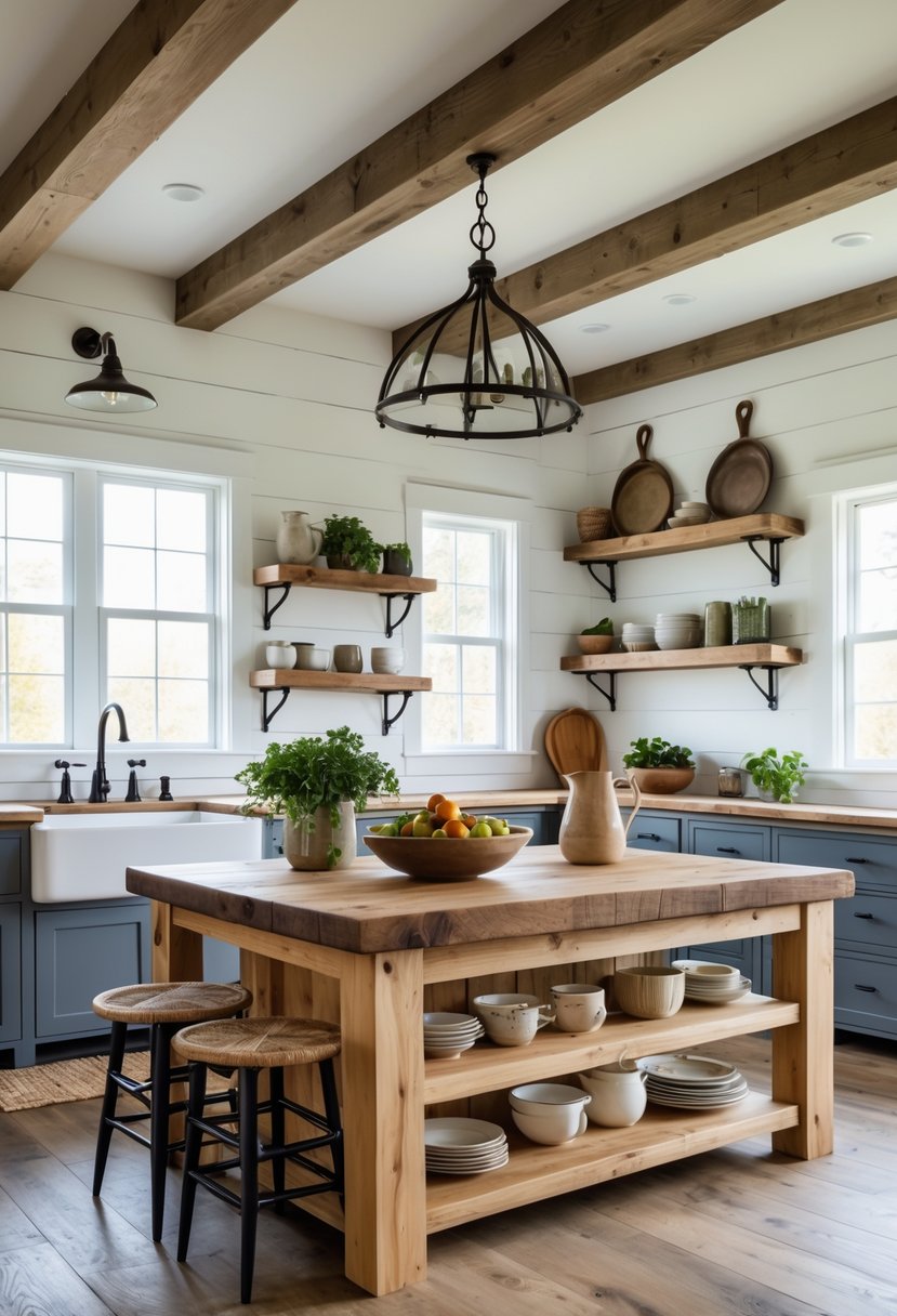 15 Rustic Farmhouse Kitchen Island Ideas for Timeless and Functional ...
