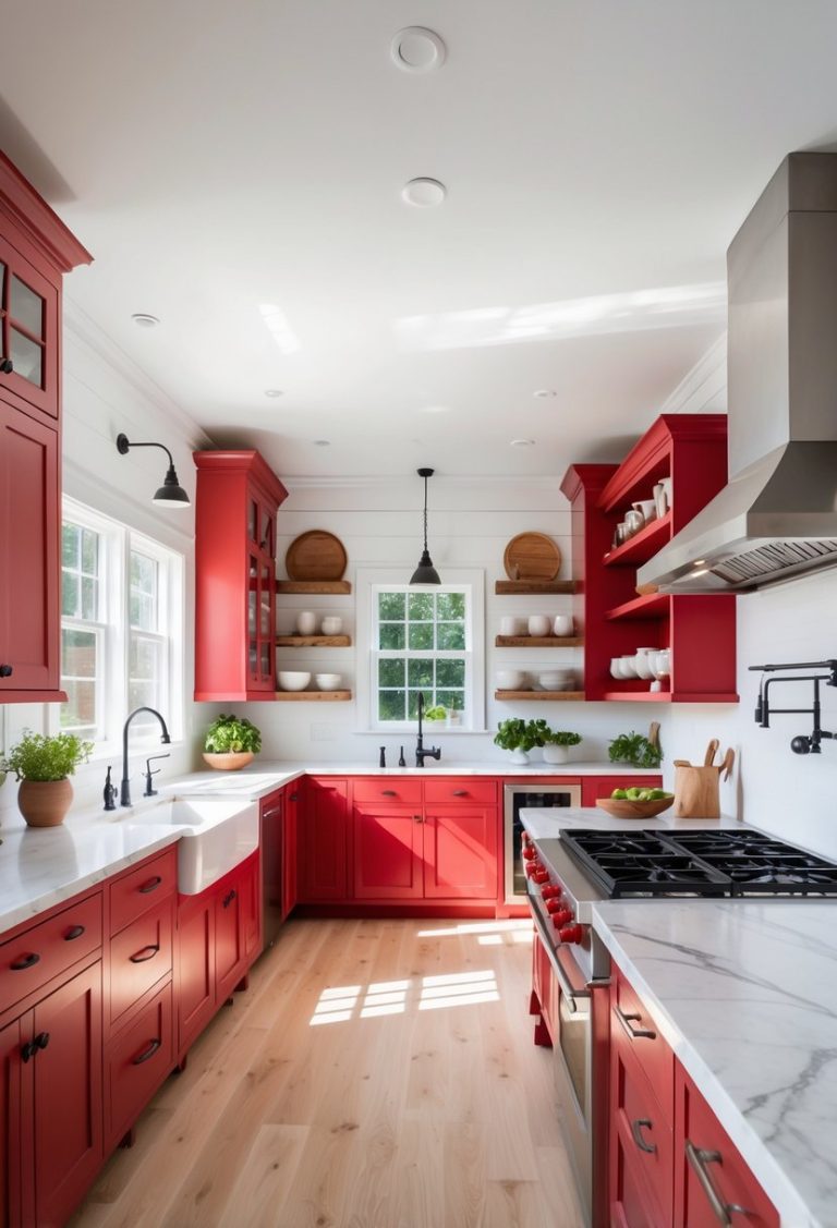 15 Red Farmhouse Kitchen Ideas You’ll Wish You Tried Sooner - Homiloft