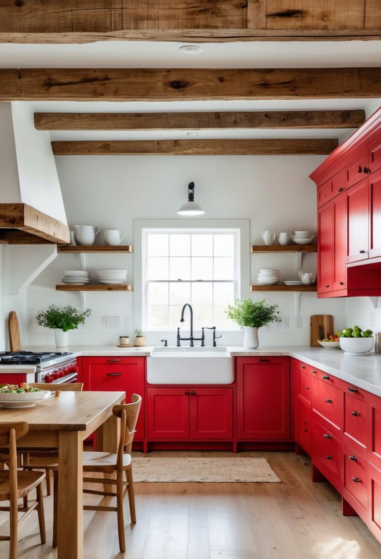 15 Red Farmhouse Kitchen Ideas You’ll Wish You Tried Sooner - Homiloft