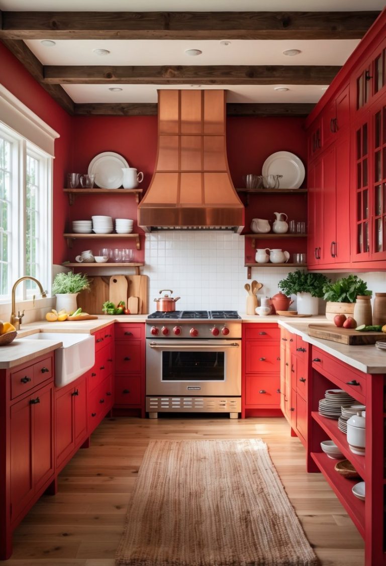 15 Red Farmhouse Kitchen Ideas You’ll Wish You Tried Sooner - Homiloft