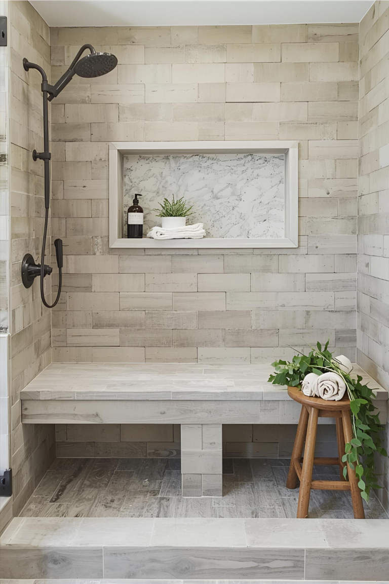 17 Farmhouse Walk-In Shower Ideas For Perfect Mix of Modern + Cozy ...