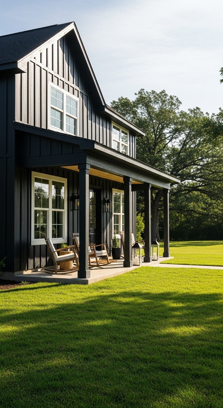 18 Dreamy Black Farmhouse Exterior Designs to Try - Homiloft