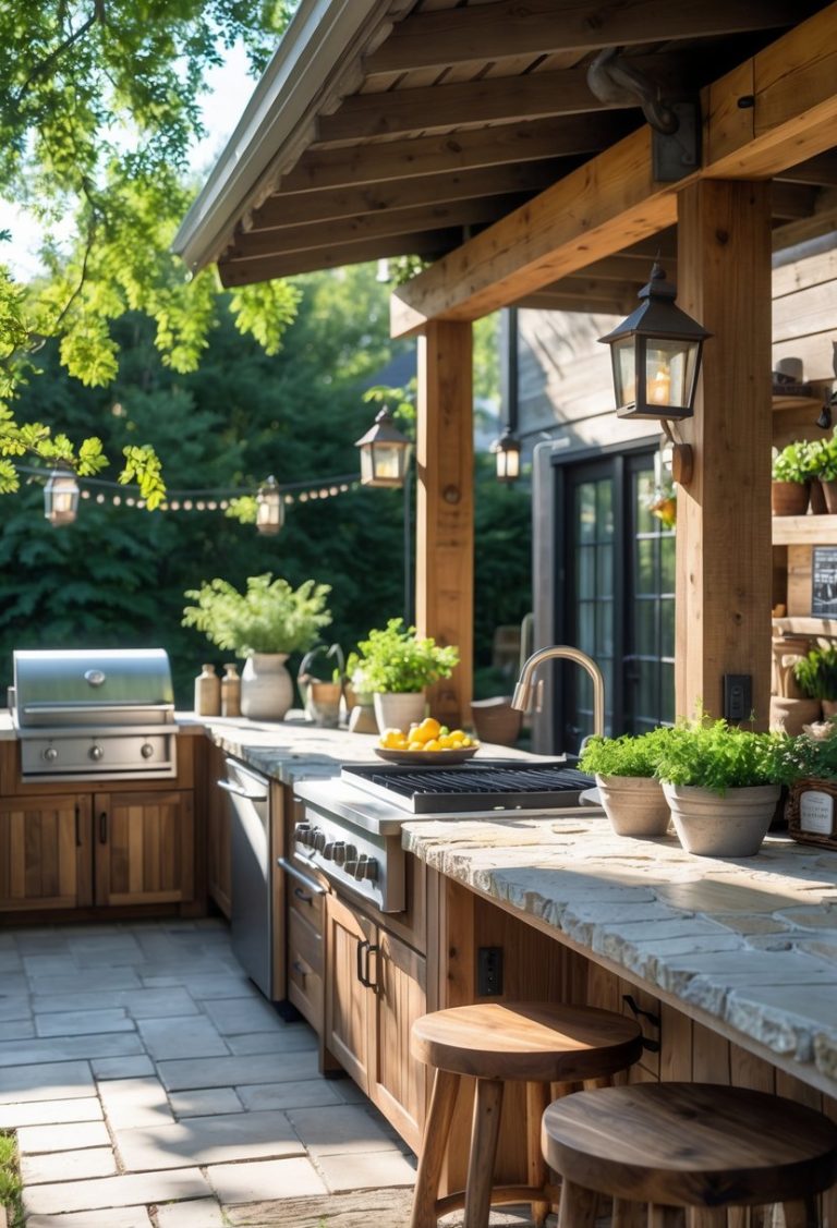 15 Farmhouse Outdoor Kitchen Ideas for Stylish and Functional Backyard ...